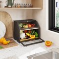 Double Layer Bread Box for Kitchen Countertop, Large Capacity Wooden ...