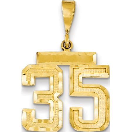 14k Yellow Gold Medium Diamond-cut Number 35 Pendant / Charm | Walmart ...
