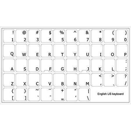 English US Keyboard Stickers with Black Lettering ON Transparent ...