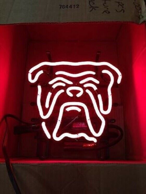 Queen Sense 17"x14" Red Dog Bulldog Neon Sign Man Cave Handmade Neon ...