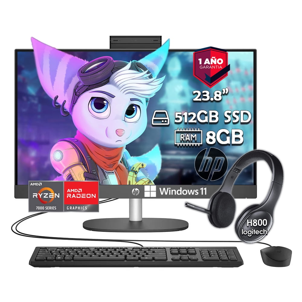 PC All In One HP ProOne 245 G10 Ryzen 3-7320U 512GB 8GB Ram más diadema ...