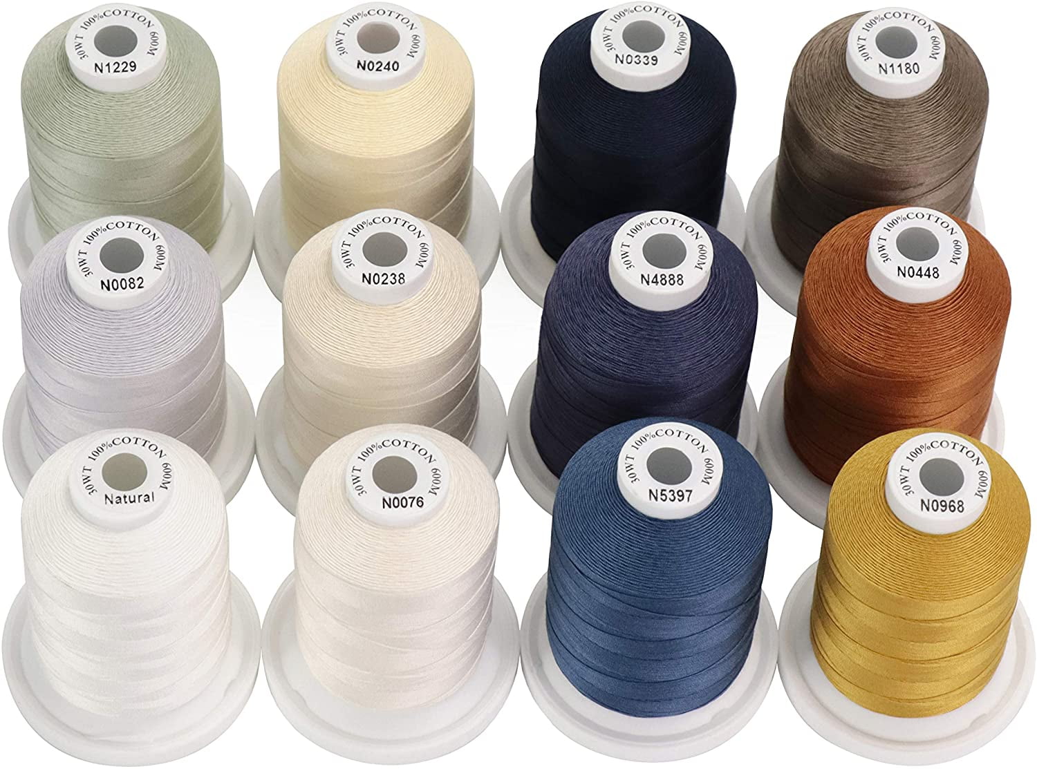 New brothread 12 Neutral&Jean Colors 100% Mercerized Cotton Thread 30WT ...