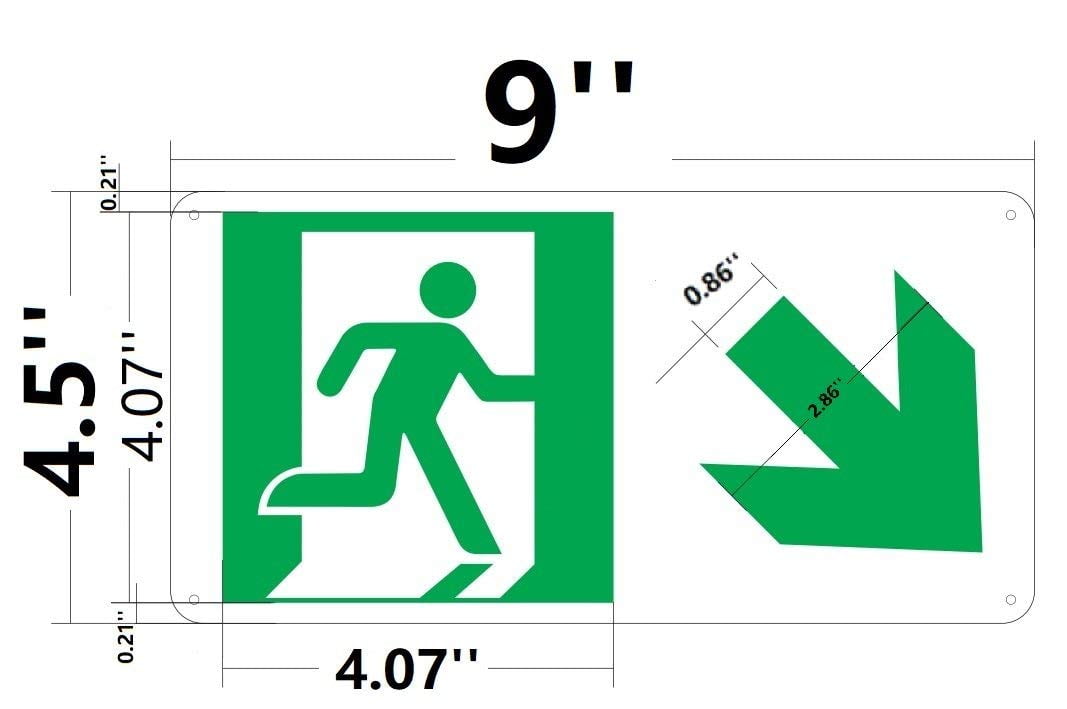 RUNNING MAN DOWN RIGHT SIGN - Photoluminescent, High Intensity ...