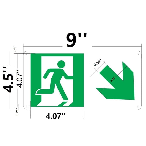 RUNNING MAN DOWN RIGHT SIGN - Photoluminescent, High Intensity ...