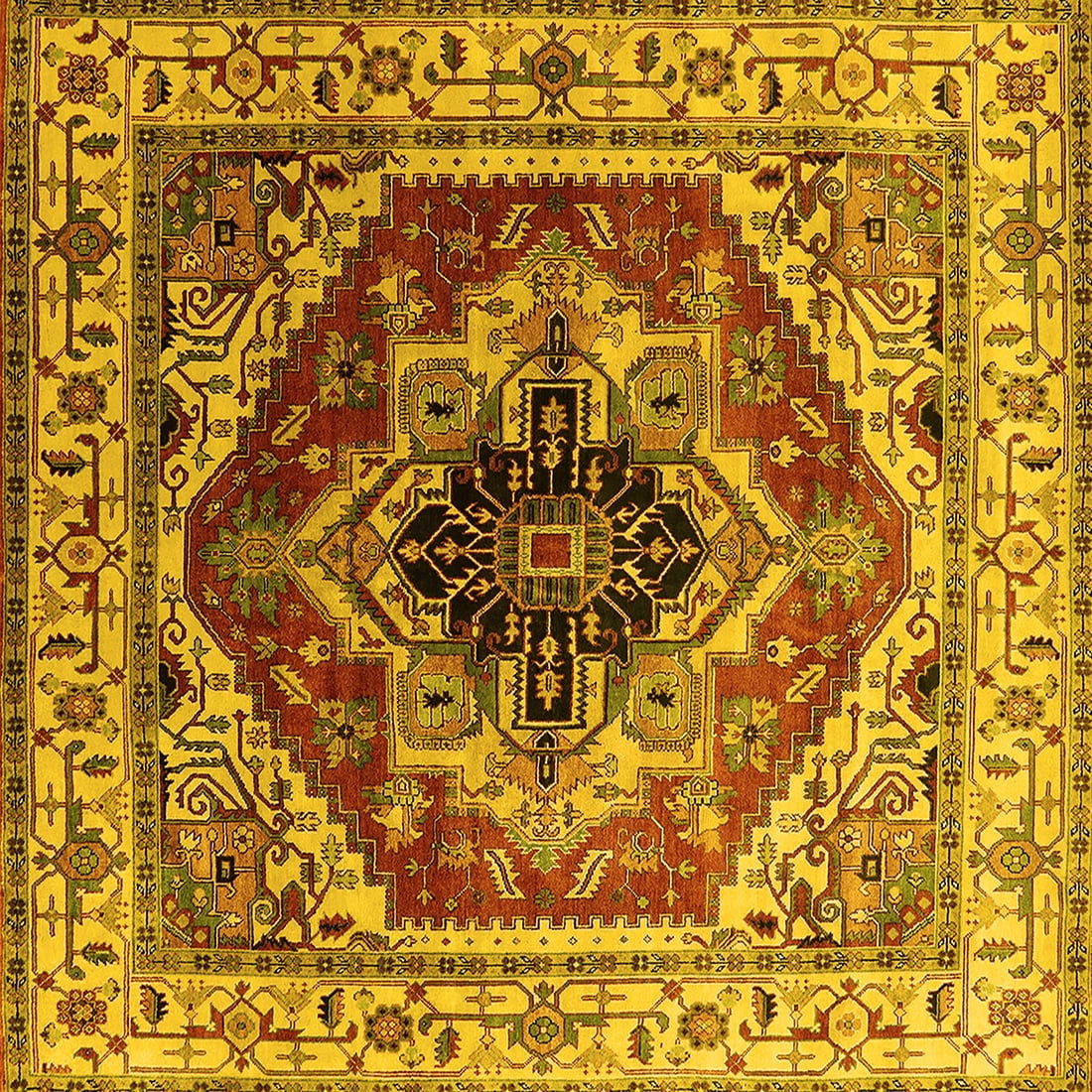 Ahgly Company Indoor Square Persian Yellow Traditional Area Rugs, 6 ...