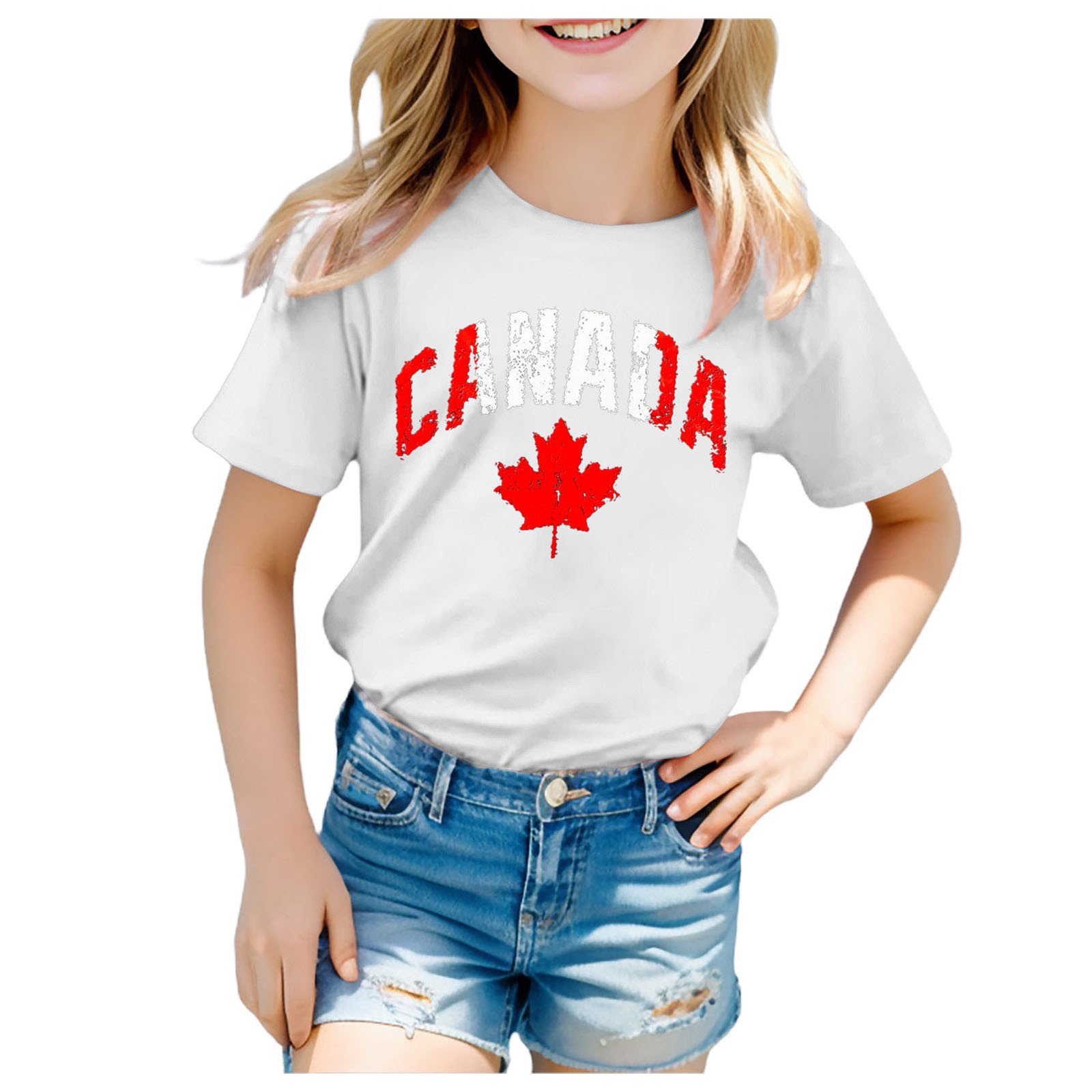 Click here for Gdreda Canada T Shirts Flag Print Girls Short Slee... prices