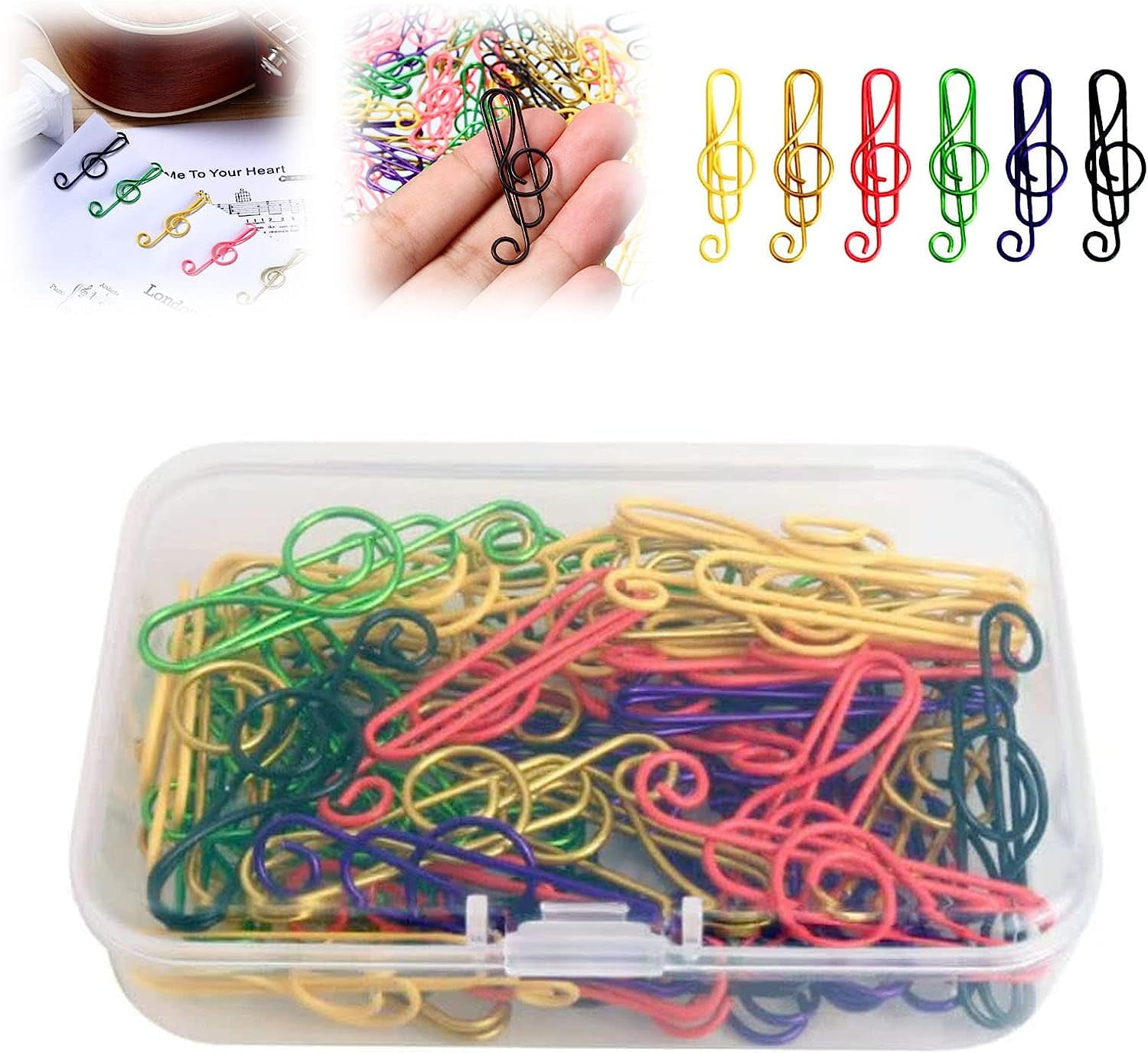 Trianu 100 Pcs Paper Clips Cute Musical Note Shape Paper Clip for Music ...