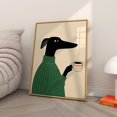 Affixzi Greyhound Dog Art Print | Coffee Dog Art | Green Sweater ...