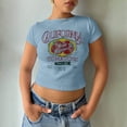 Bainana Ladies Slim Fit Crop Tops Letter Print Short Sleeve Crew Neck ...