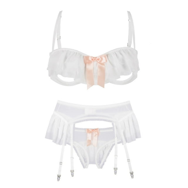 Varsbaby Women's Sexy Transparent Dew Open File Lingerie Set and ...