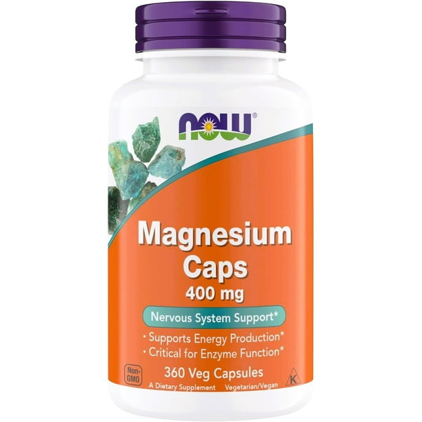 Suplemento de magnesio NOW Supplements 400 mg 360 cápsulas vegetarianas ...