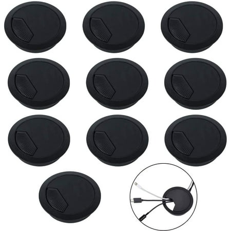10 Pcs Desk Wire Thread Cover 60mm Round Black Plastic Grommet Grommet ...