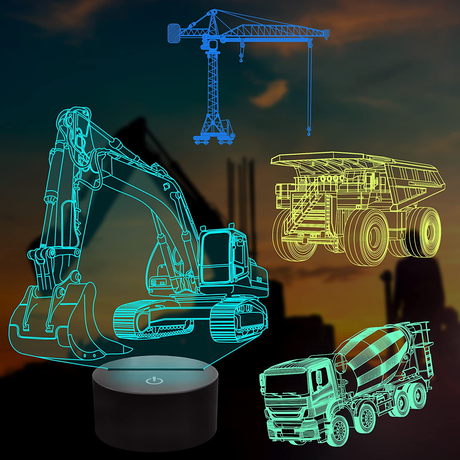 YSITIAN Heavy Machinery 3D Lamp Kits,Excavators, Tower Cranes, Transit ...