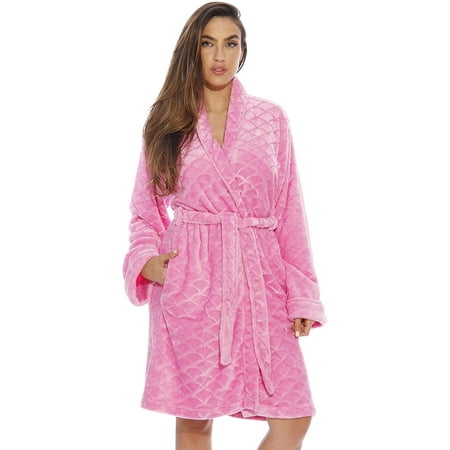 SUZH Just Love Kimono Robe Velour Scalloped Texture Bath Robes for ...