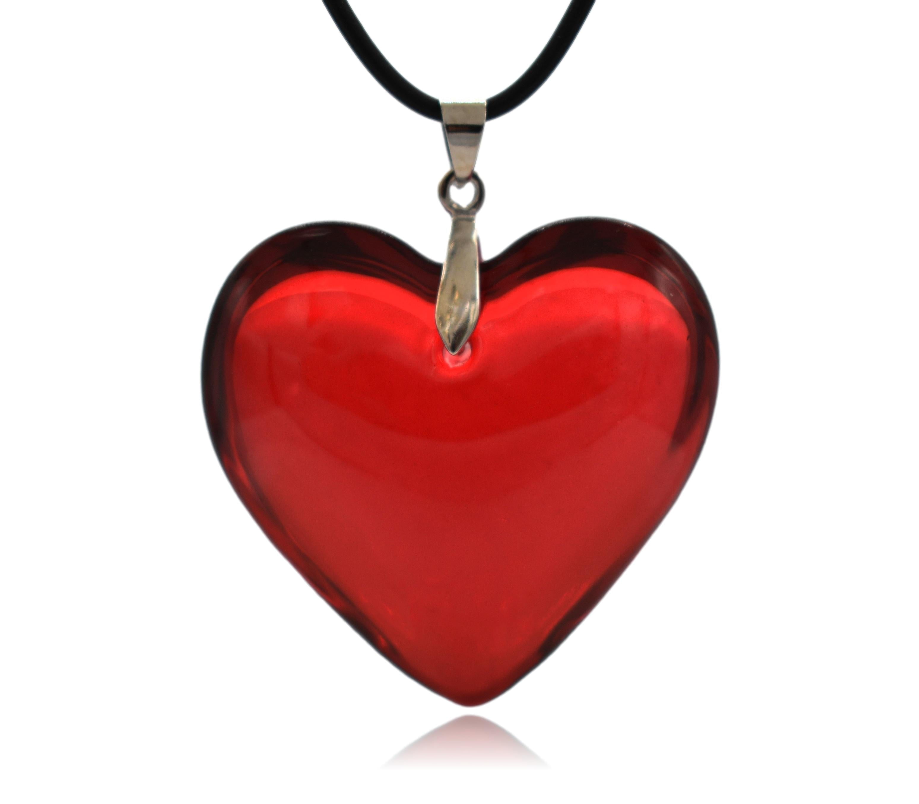 Large Red Transparent Solid Glass Heart Necklace - Walmart.com