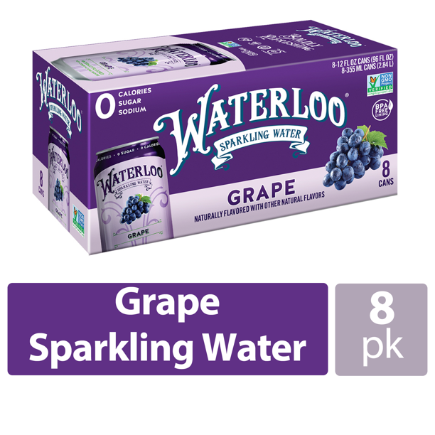 Waterloo Sparkling Water, Grape, 12 fl oz, 8 Pack Cans - Walmart.com