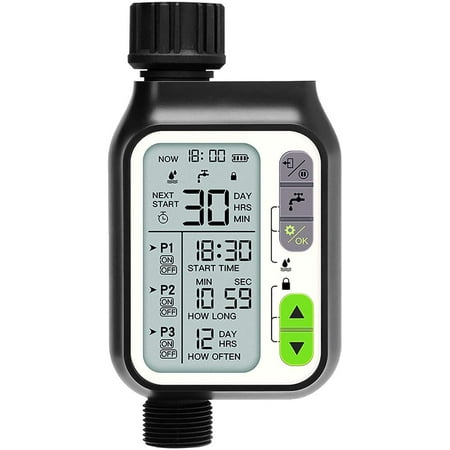 Automatic Water Timer with 3 Separate Irrigation Programs, Garden Lawn ...
