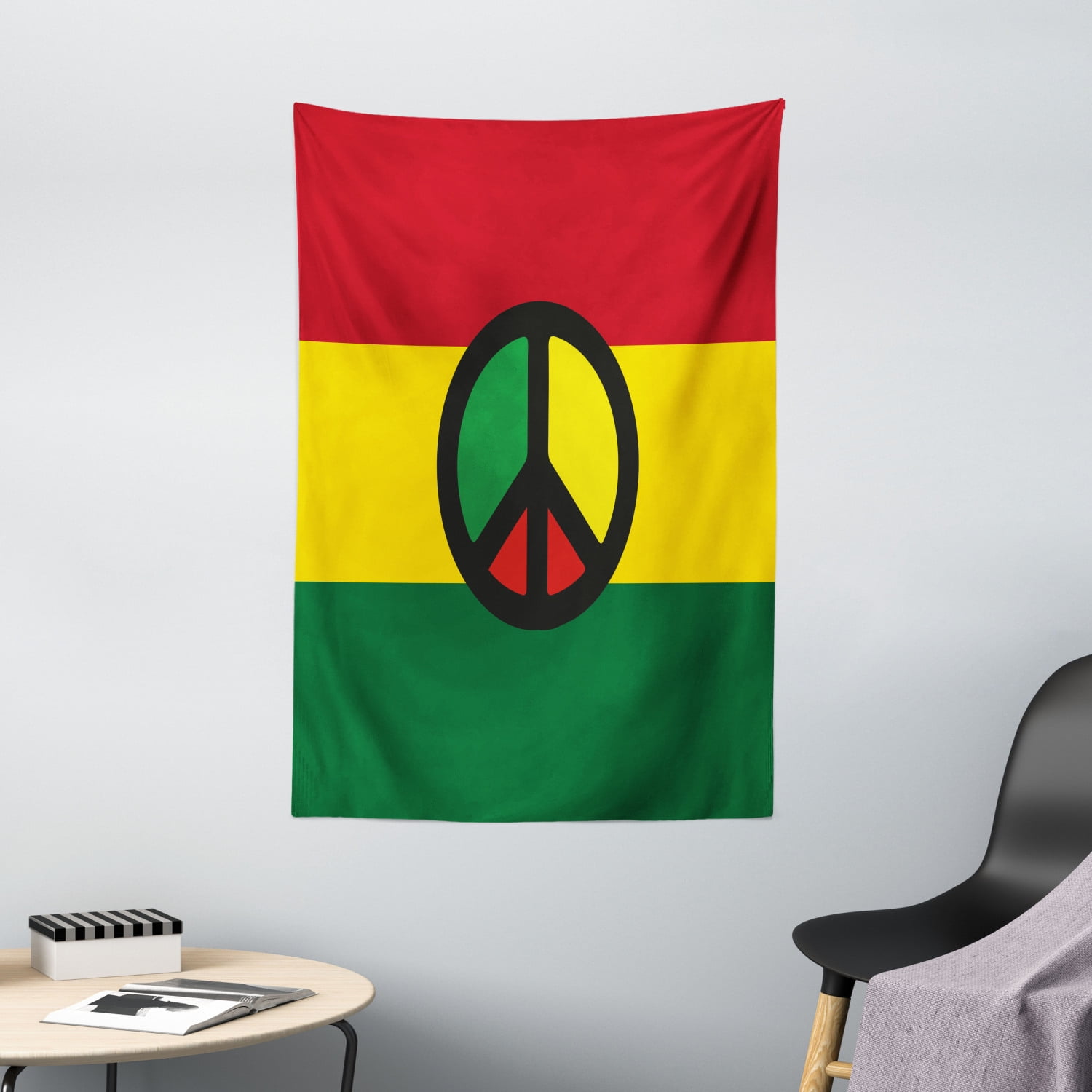 Jamaican Tapestry, Reggae Culture Peace Symbol Caribbean Country Flag ...