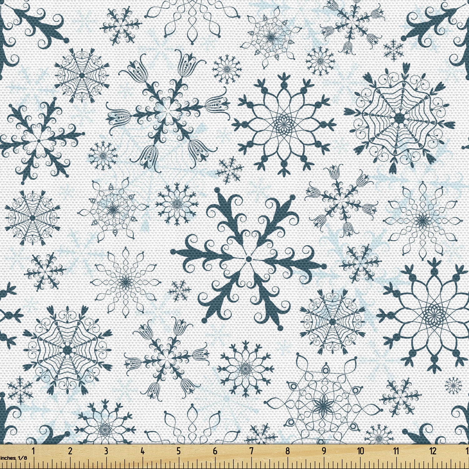 Winter Fabric by the Yard, Merry Xmas Theme Delicate Snowflakes Cold ...