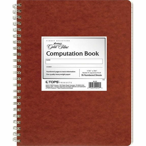Ampad Graph Notebook, Retro Computation, 76-Sheet, Red Cover, 1 Each ...
