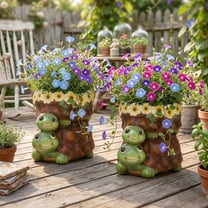 The Growing Ground 2 pack Turtle Planter with Drainage Hole, Indoor ...