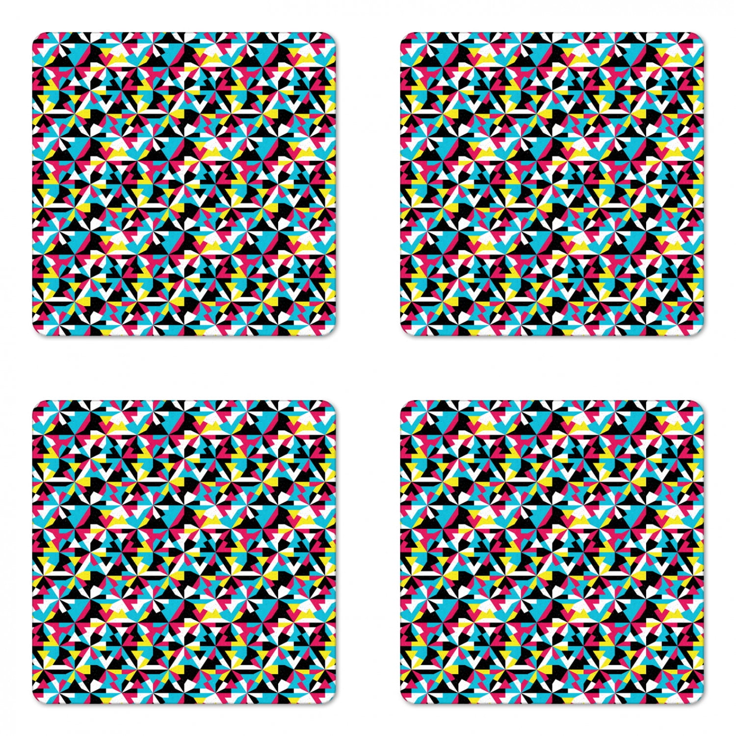 Retro Coaster Set of 4, Abstract Grunge Design with Angular Shapes ...