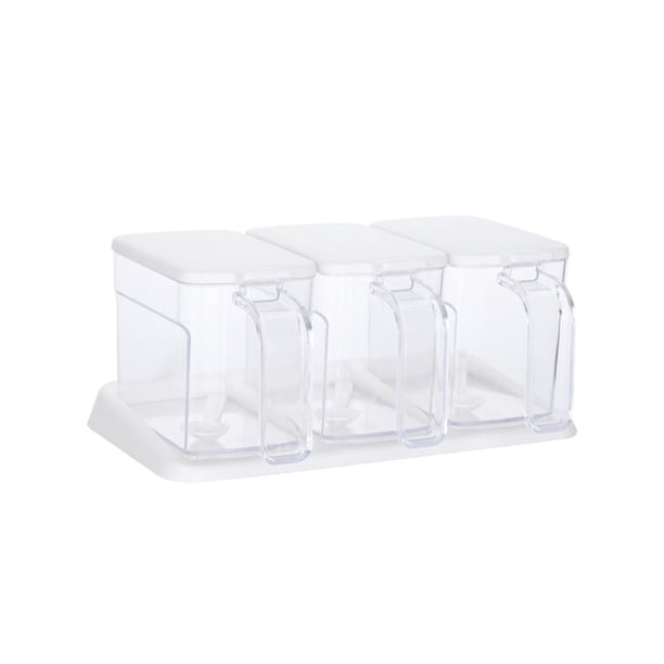 Clear Seasoning Box Kitchen Spice Pots Visible Combo Set with Handle ...