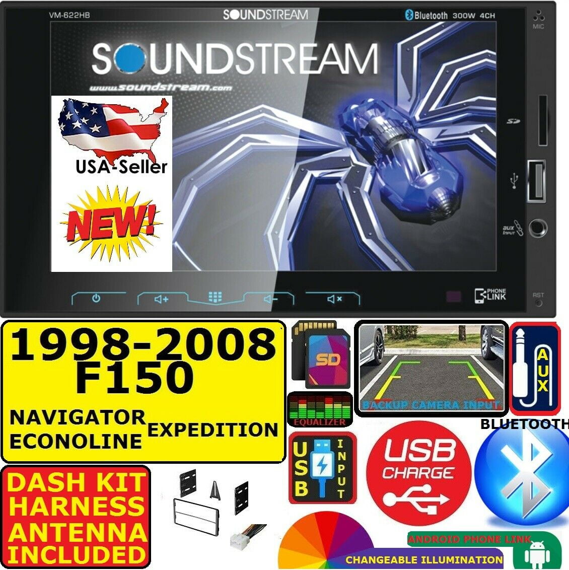 F150 NAVIGATOR EXPEDITION ECONOLINE VAN BLUETOOTH TOUCHSCREEN USB SD ...