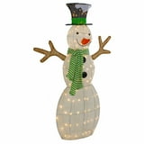 Northlight 43" LED Lighted Snowman with Top Hat and Green Scarf Outdoor ...