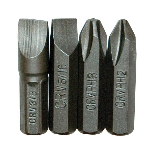 GreatNeck 4 Piece Impact Bit Set, Bits for Impact Driver, 2 Slotted and ...
