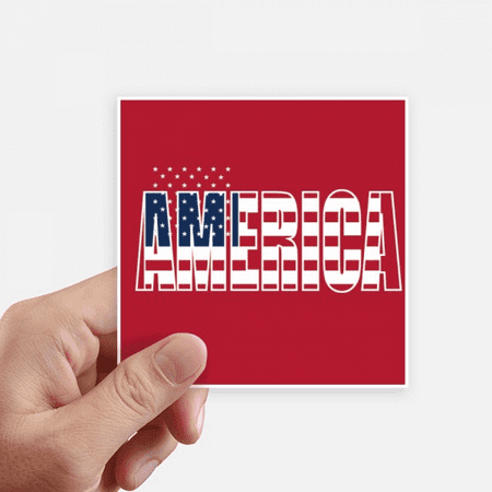 America USA Country Flag Name Sticker Square Waterproof Stickers ...