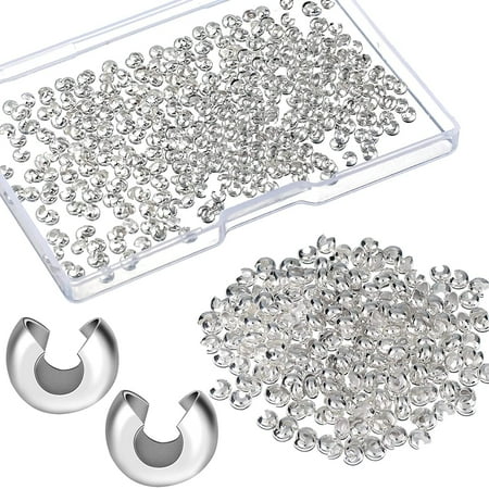 300 Pieces Crimp Bead Knot Covers Iron Crimp Beads Covers Round Crimp ...