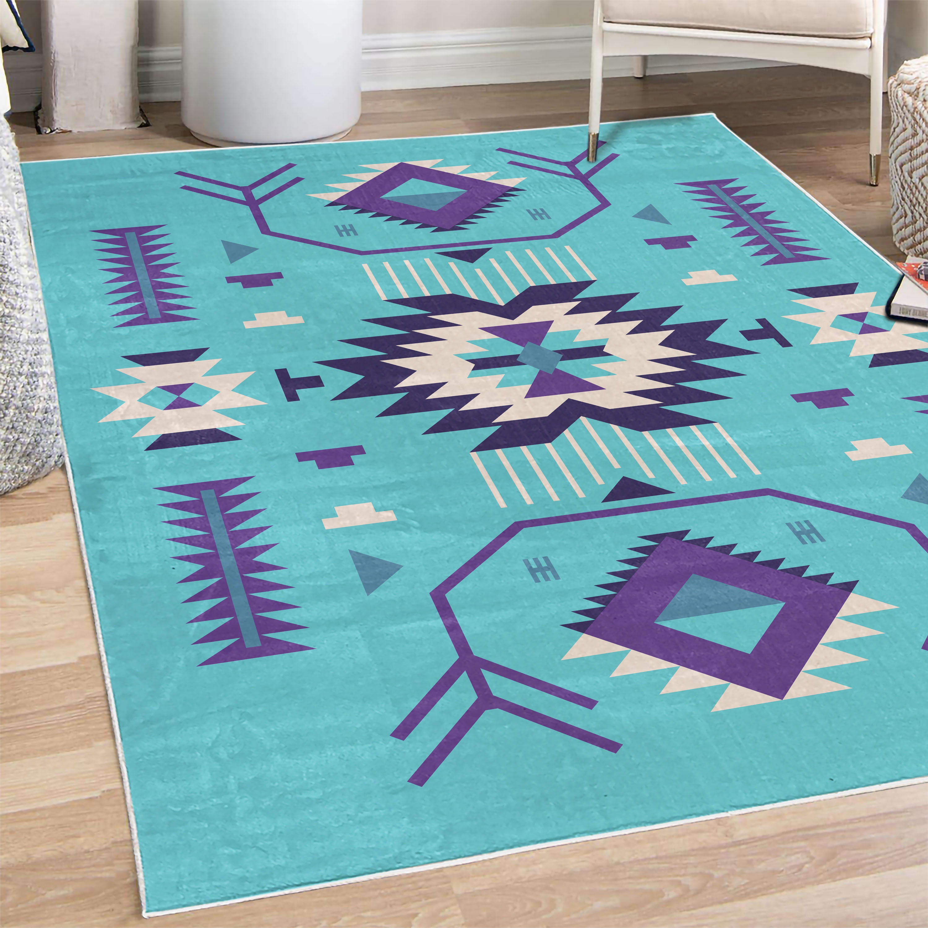 Southwestern Decorative Rug, Ethnic Illustration of a Zigzags Design ...
