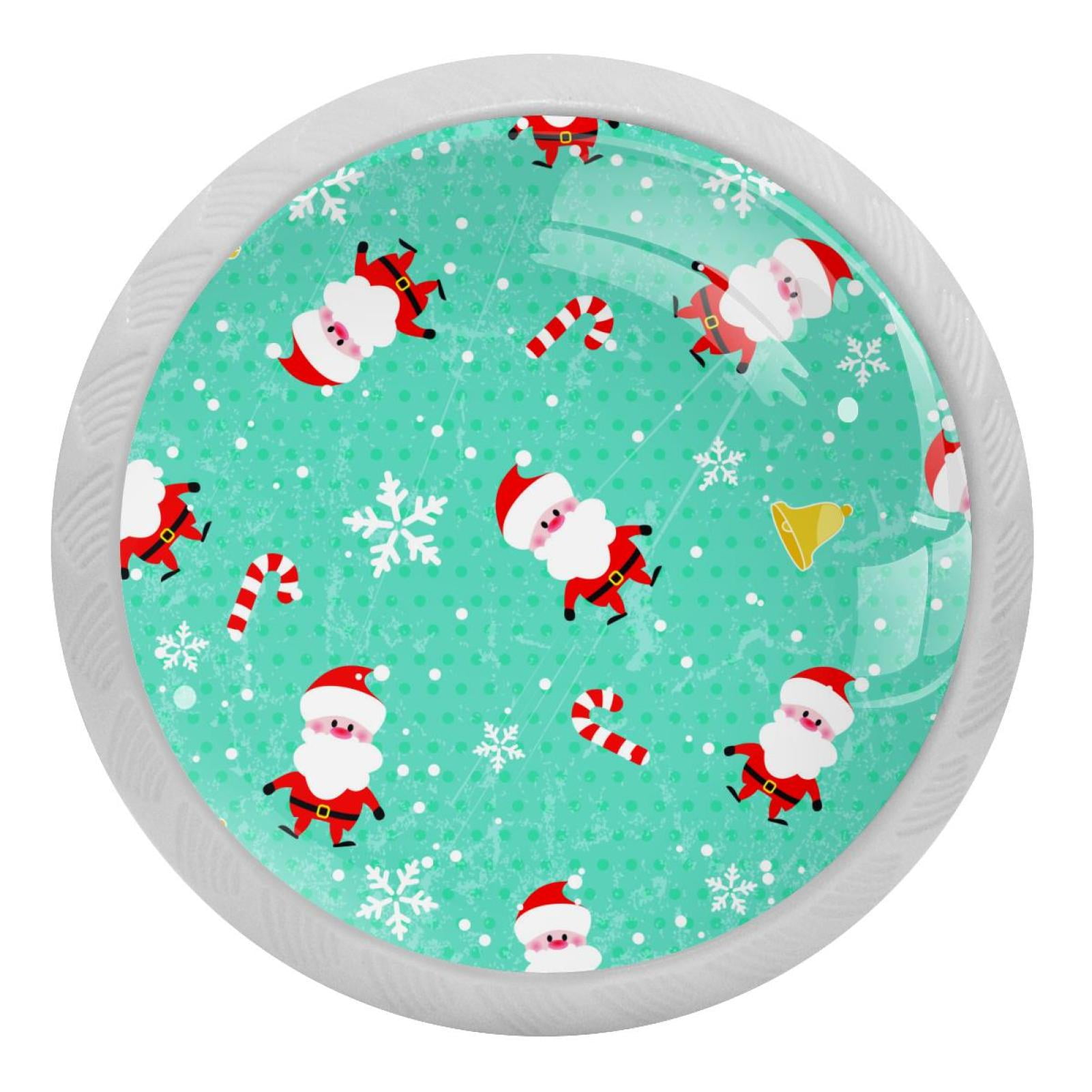 4PCS Round Santa Claus Cabinet Fluorescence Knob Glowing in the Dark ...