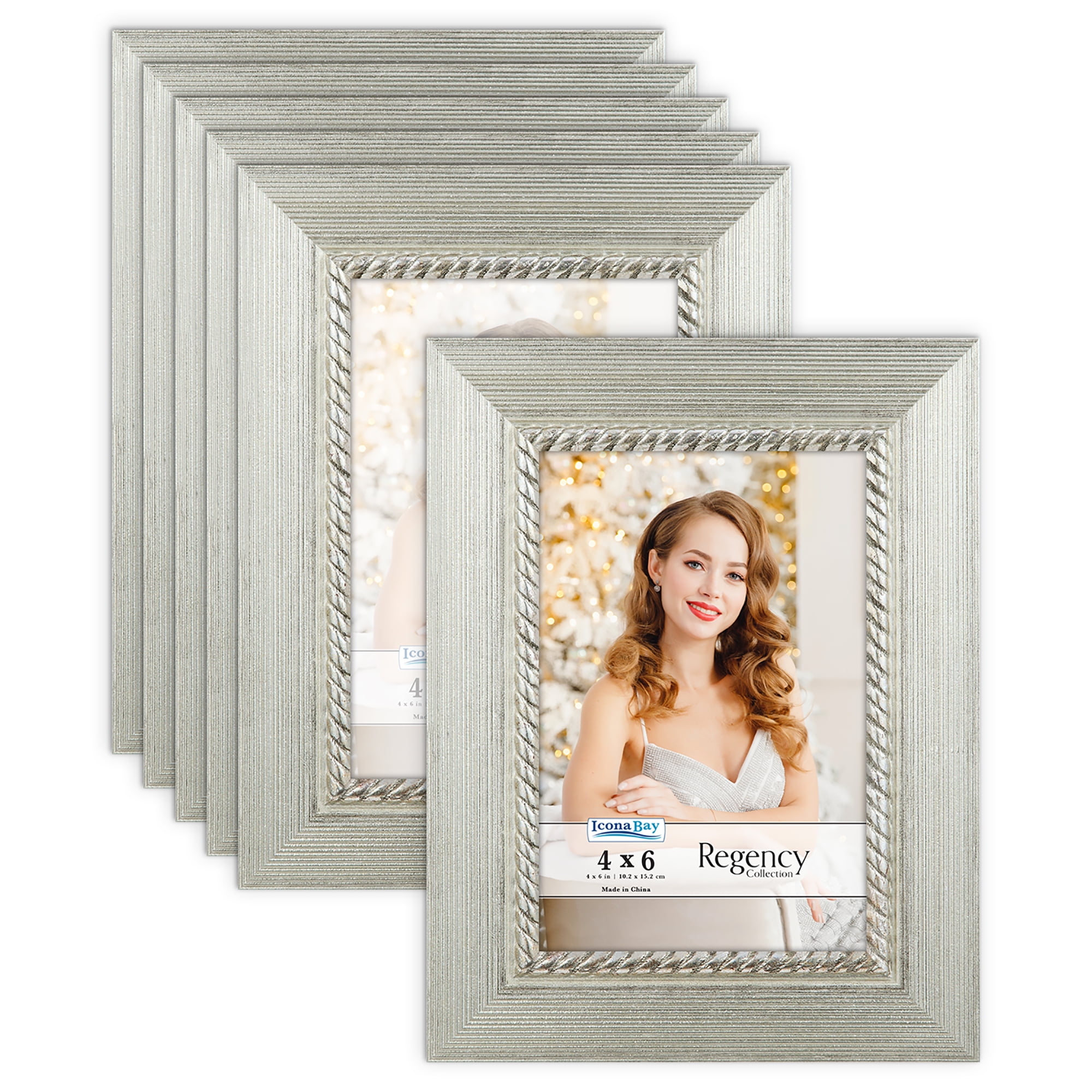 Icona Bay 4x6 Silver Picture Frames, 6 PK, Regency Tabletop Frames ...