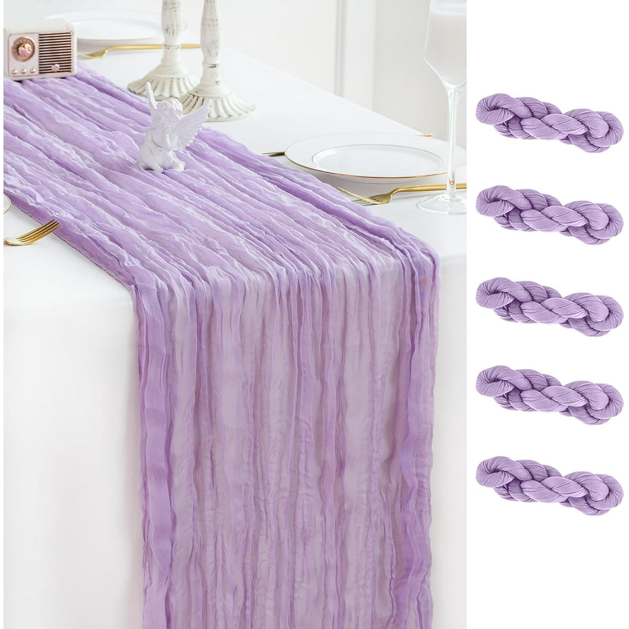 Click here for Unbranded 5 Pack Peach Coral Cheesecloth Table Run... prices