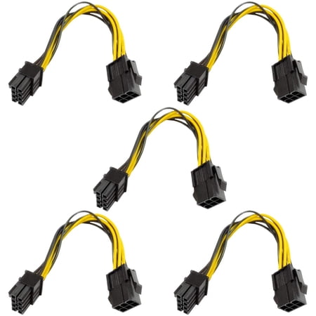 Graphics Card 6 Pin to 8 Pin 6+2 Pin PCIE Adapter Cable, 5-Pack 6 pin ...