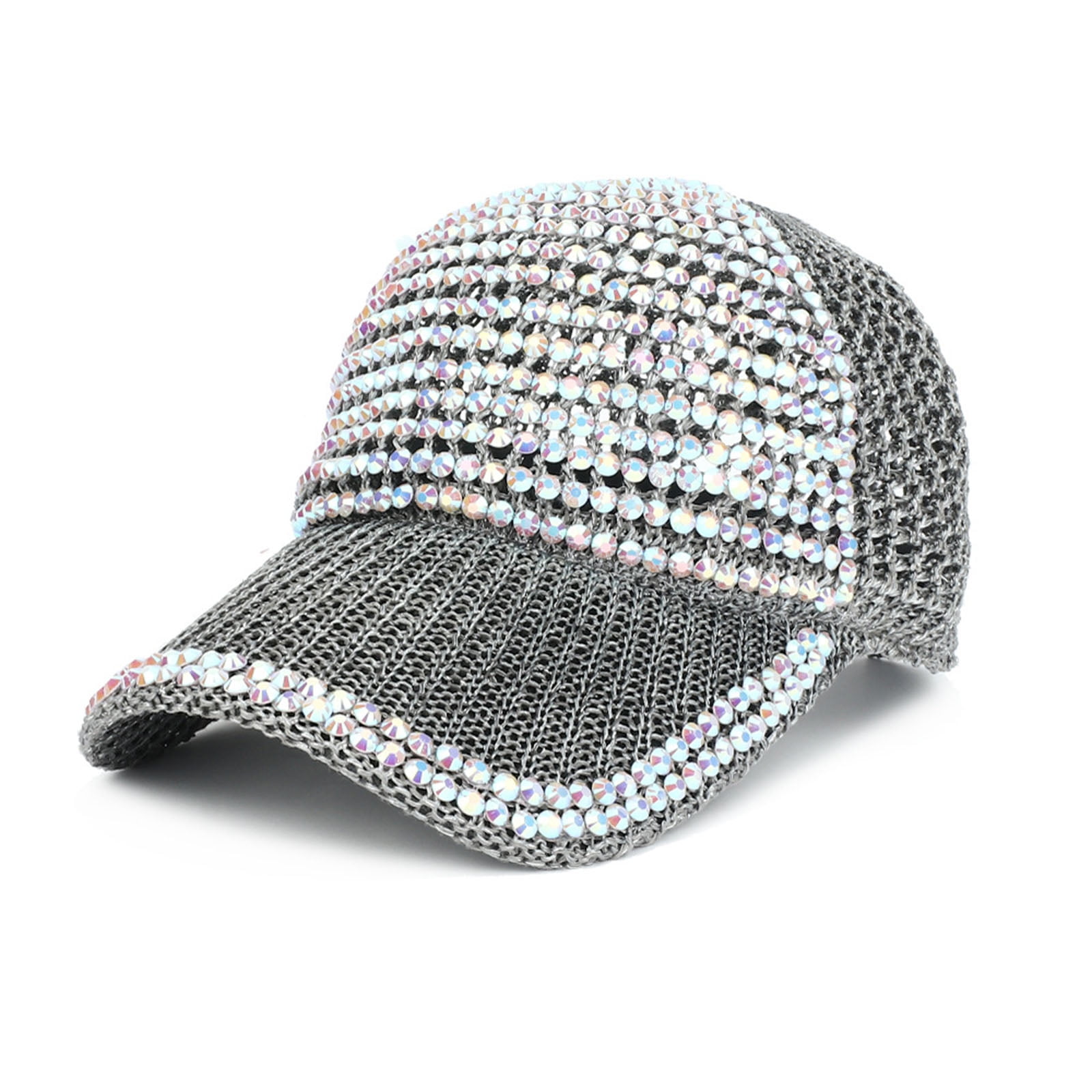 Dyfzdhu Women Men Studded Rhinestone Adjustable Ponytail Mesh Baseball ...