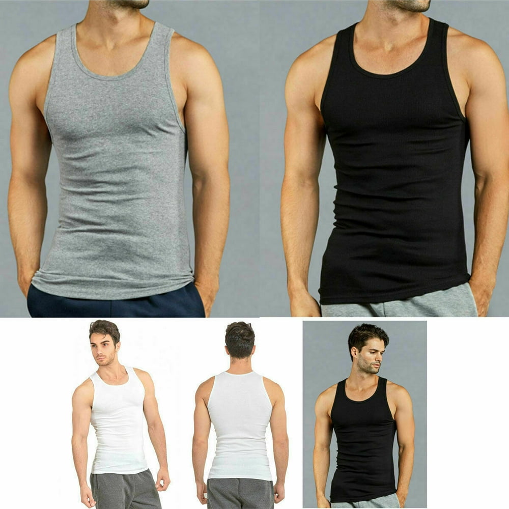 Goyoma 6 Pc 100 Premium Cotton Assorted Mens A Shirt Goyoma Ribbed