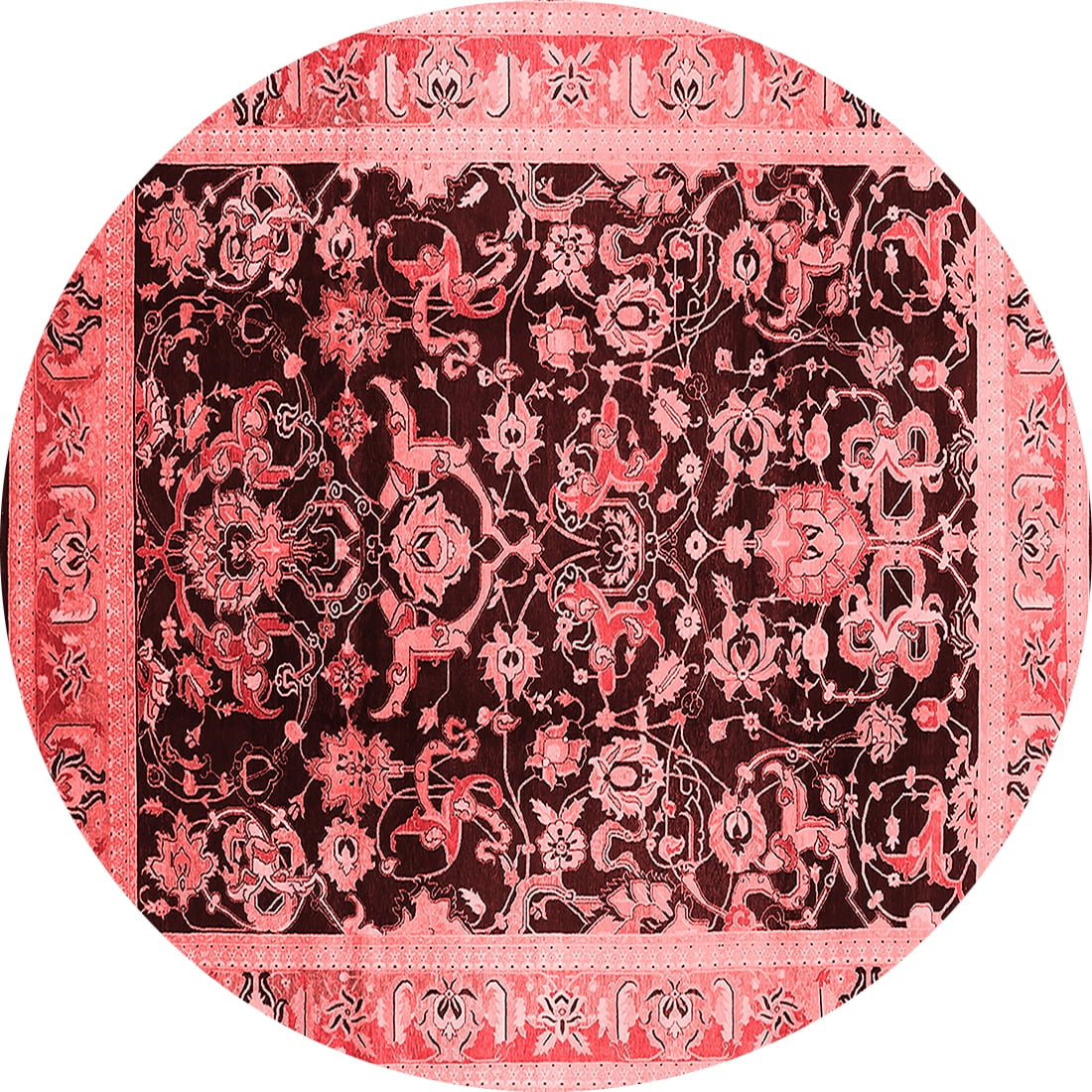 Ahgly Company Indoor Round Oriental Red Industrial Area Rugs, 5' Round ...