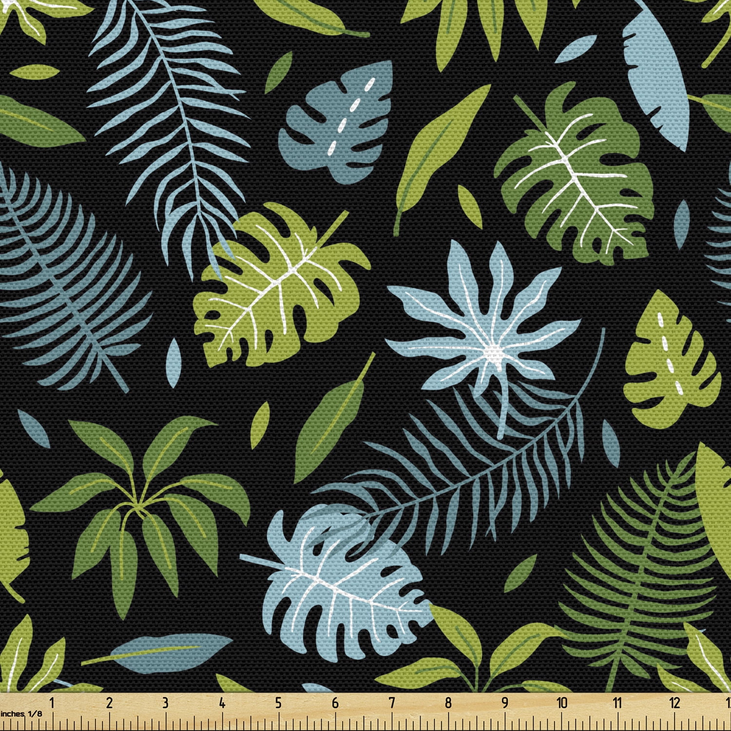 Nature Art Fabric by the Yard Upholstery, Tropical Jungle Forest Leaves ...