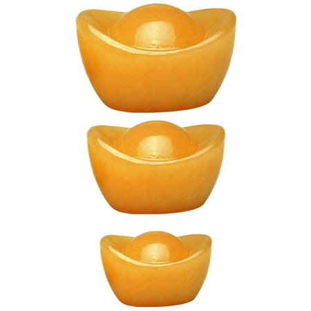 3pcs Chinese Gold Ingot Ornament Lucky Money Golden Tone Ingot Small ...