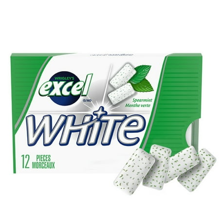 EXCEL White Spearmint, Teeth Whitening Sugar Free Chewing Gum, 12 ...