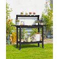 Outdoor Potting Bench with Sliding Tabletop, 4 Wheels, Removable Sink ...