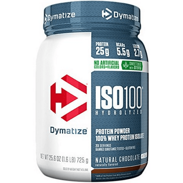 Dymatize Iso 100 Hydrolyzed 100 Whey Protein Isolate Powder Natural Chocolate 25g Protein