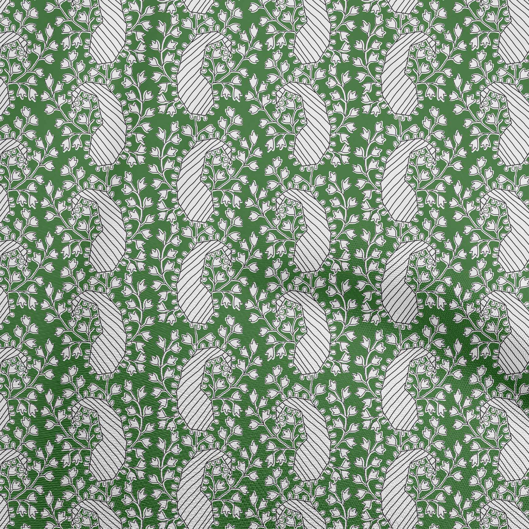 oneOone Polyester Spandex Green Fabric Block Sewing Material Print ...