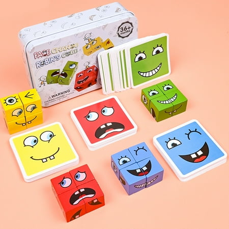 Expression Puzzle-wooden Face Changing Building Blocks CARBONLIKE ...