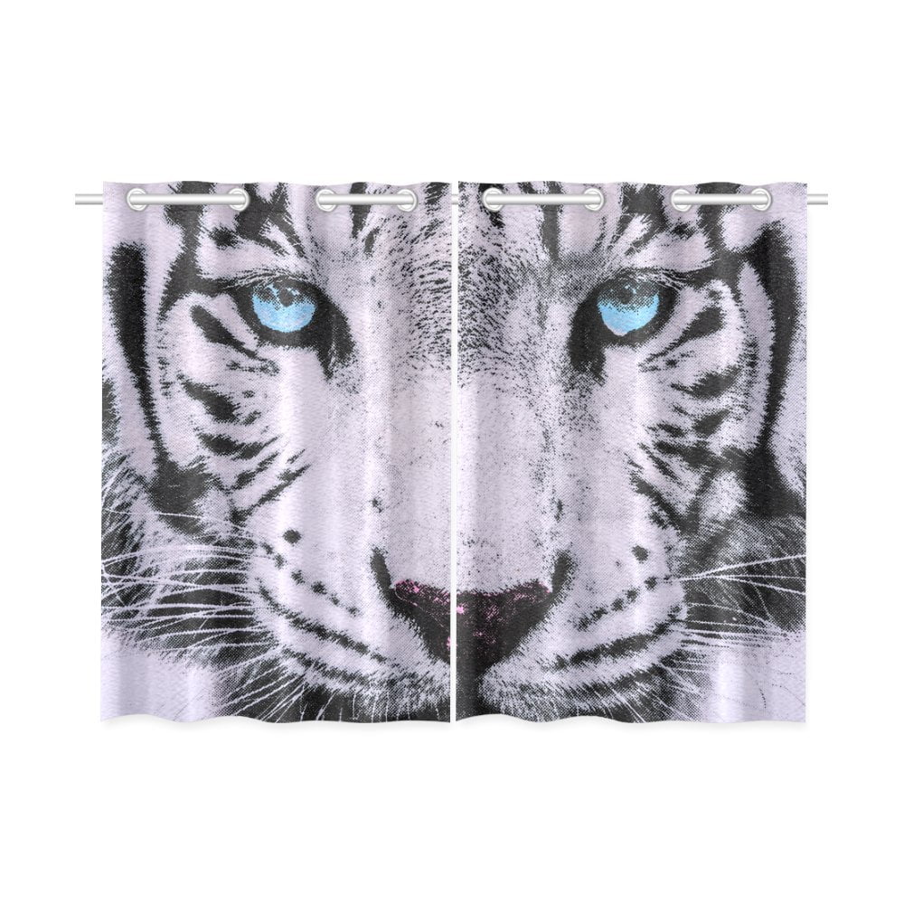 MKHERT Cool White Tiger Window Curtains Kitchen Curtain Room Bedroom ...