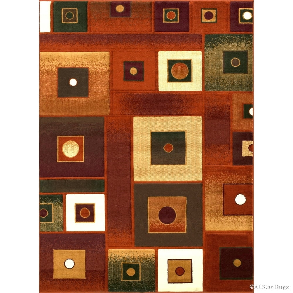 Allstar Rugs Allstar Modern Square Design Rug Rust 7' 9"x10' 2" 8' x 10 ...