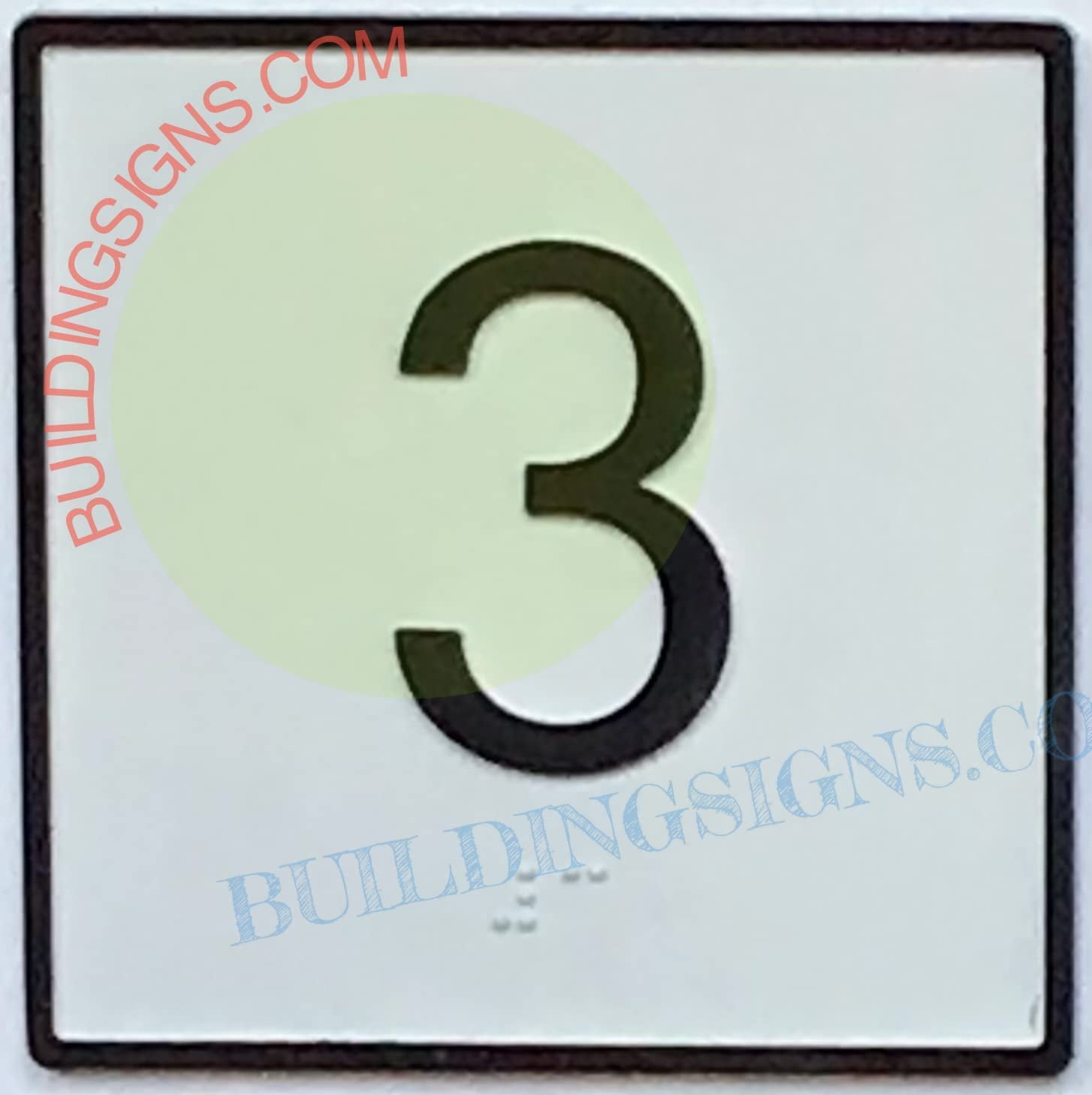 ELEVATOR FLOOR NUMBER 3 SIGN- ELEVATOR JAMB PLATE FLOOR 3 SIGN (WHITE ...